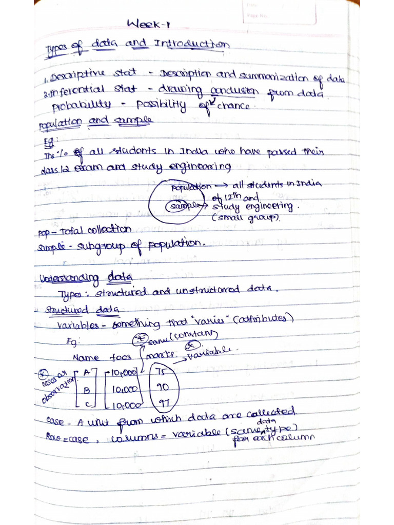 Statistics 1 Notes (Hanswritten) | PDF