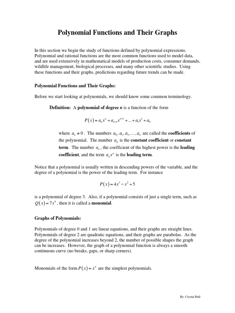 Math1414 Polynomial Functions | Download Free PDF | Polynomial | Zero Of A Function