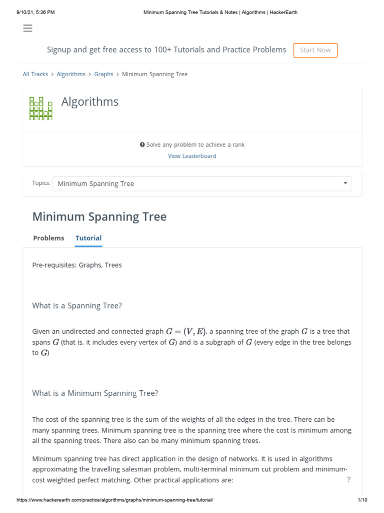 Minimum Spanning Tree Tutorials And Notes Algorithms Hackerearth Pdf Computational 5179