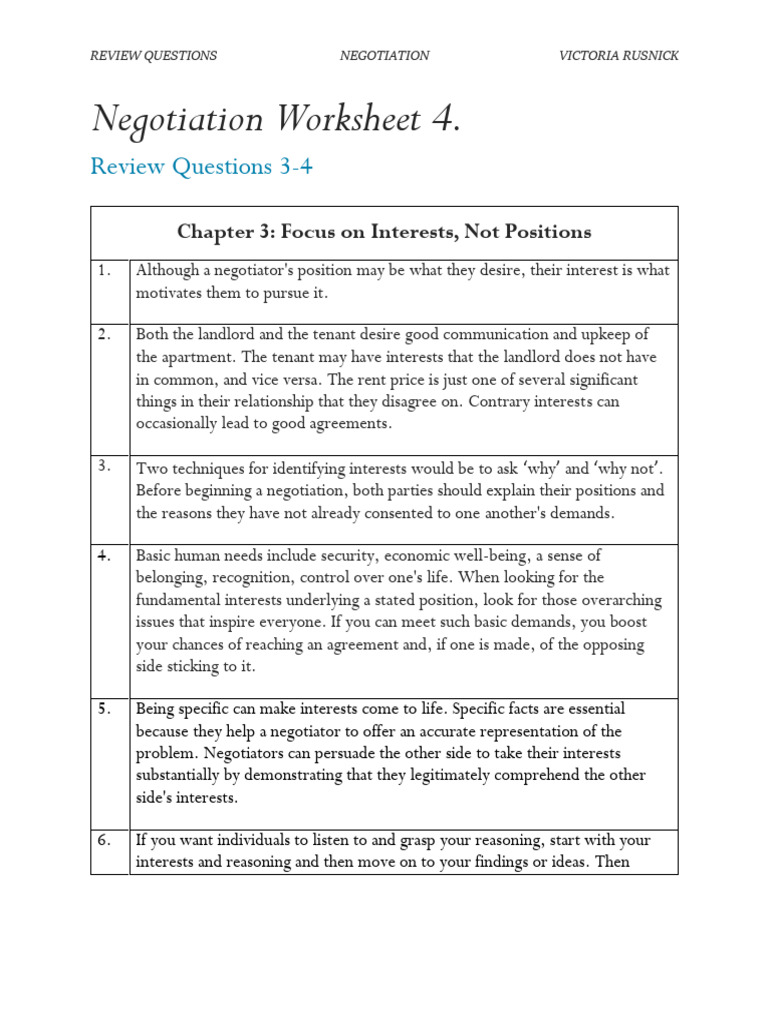 Getting To Yes - Review Chapter 3-4 | PDF | Thought | Negotiation