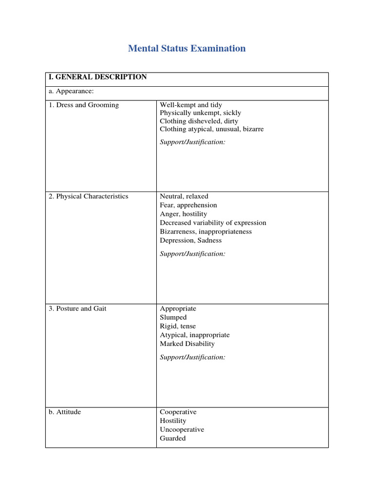 Mental Status Examination | PDF | Human Diseases And Disorders | Mental ...