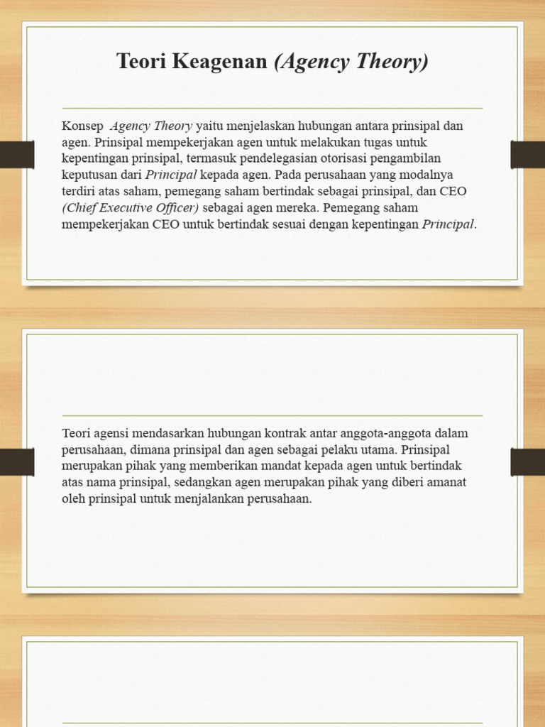 Teori Keagenan (Agency Theory) New 15 | PDF
