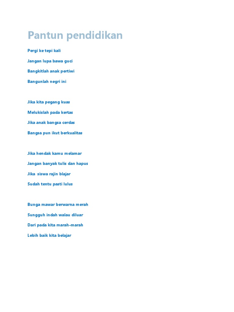 Pantun Pendidikan | PDF