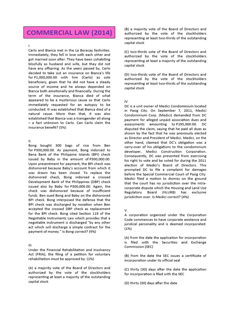 q14 Bar | PDF | Insurance | Annulment