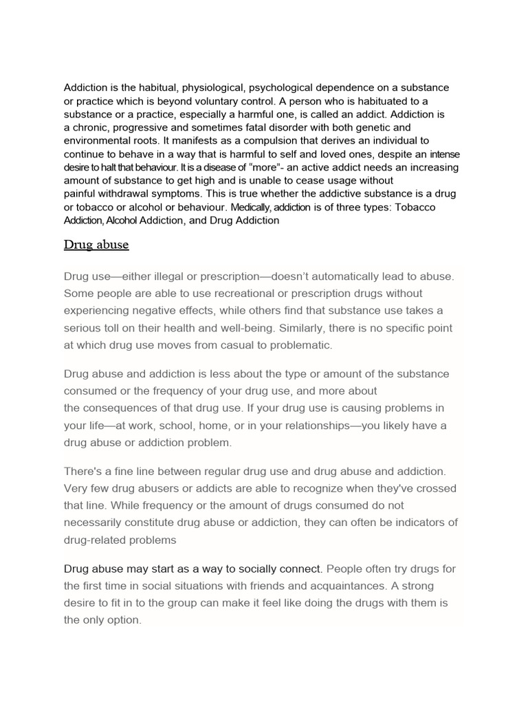 Drug Addiction 1 | PDF | Substance Abuse | Mental Disorder