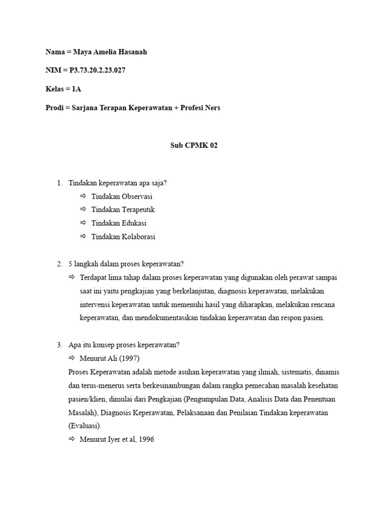 1A - Maya Amelia Hasanah - Tugas CPMK 02 | PDF | Kesehatan Holistik ...