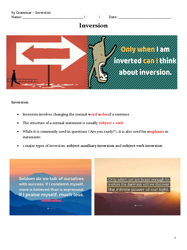 Inversion Teacher Version | PDF | Grammar | Language Mechanics