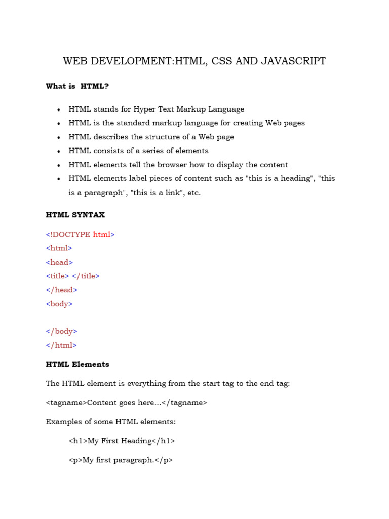 Web Development | PDF | Html | Html Element
