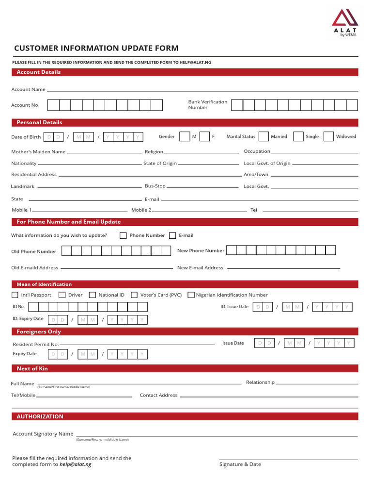 Customer Information Update Form | PDF | Identity Document | Authentication