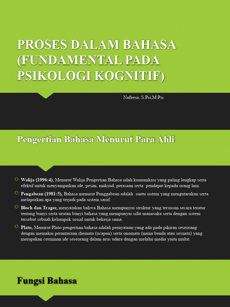 Proses Dalam Bahasa Fundamental Pada Psikologi Kognitif | PDF