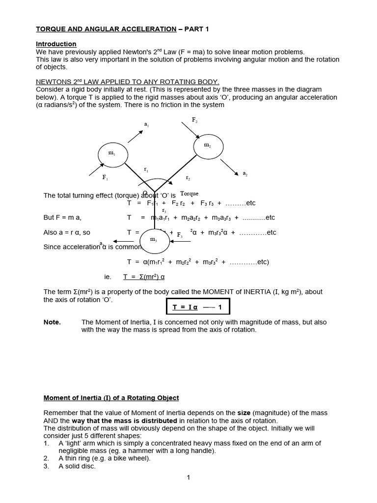 06 - Torque and Acceleration Notes - Part 1 | PDF | Torque | Rotation ...