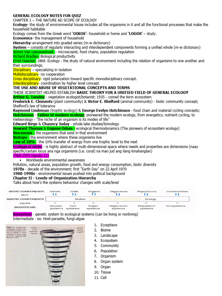 General Ecology Notes For Quiz | PDF | Ecology | Primary Production