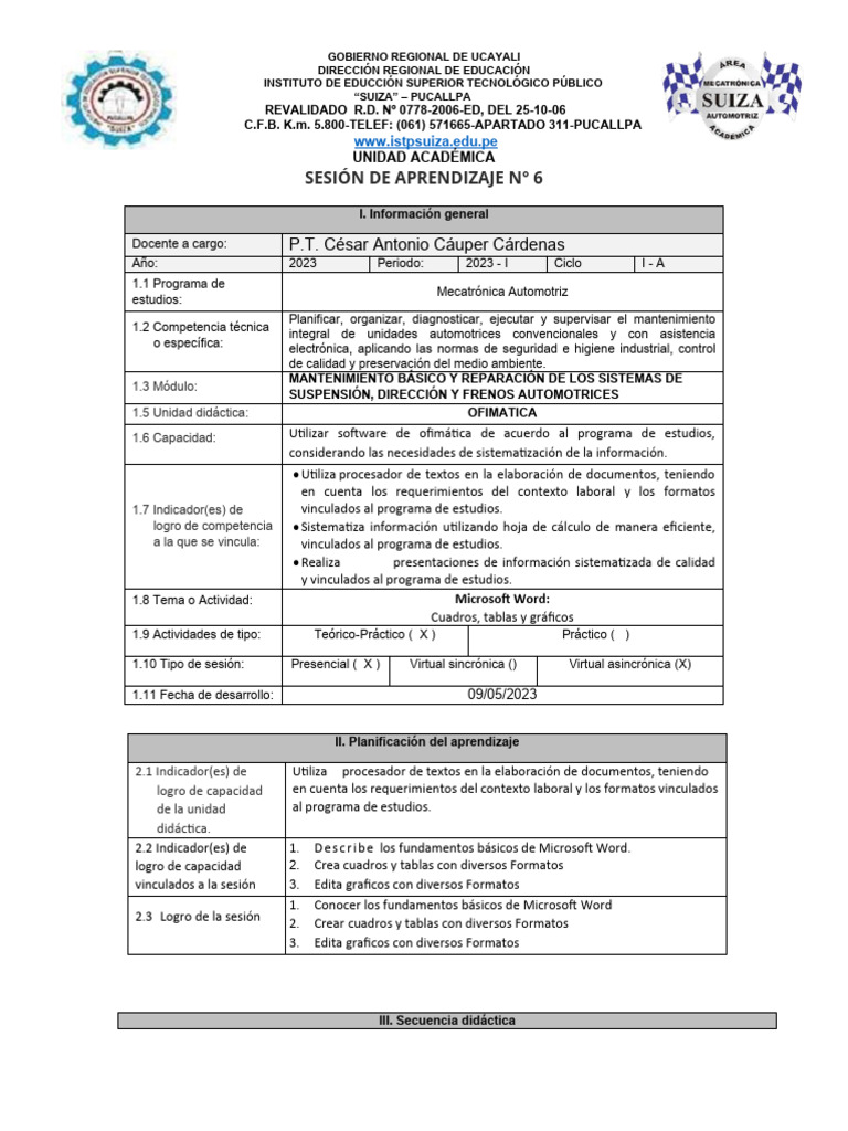 Sesión de Aprendizaje N°6 | PDF | Evaluación | Cognición