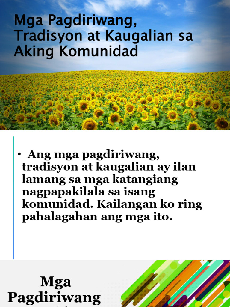 Mga Pagdiriwang, Tradisyon at Kaugalian Sa Aking Komunidad | PDF