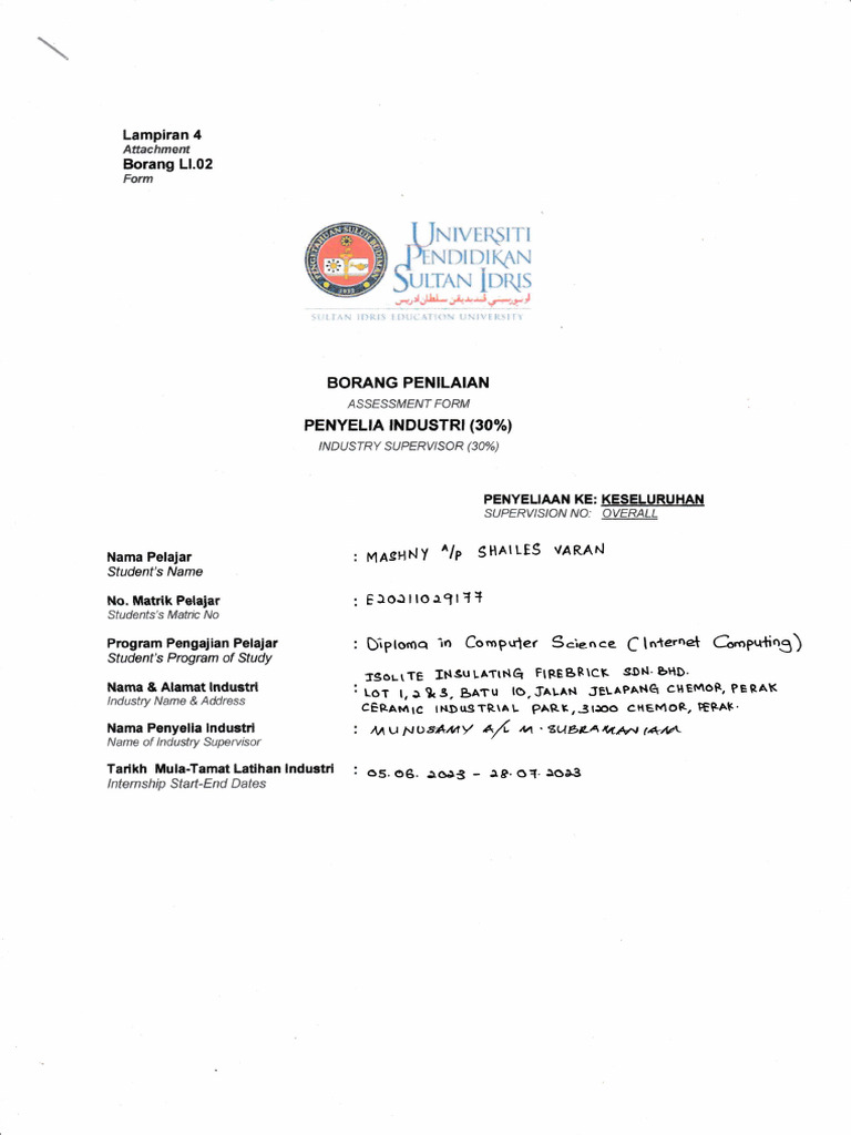E20211029177 - Industrial SV Evaluation Form | PDF