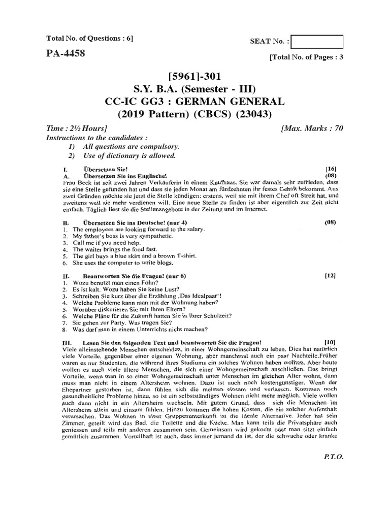 S.Y.B.A (Sem. - III) 2019 Pattern | PDF