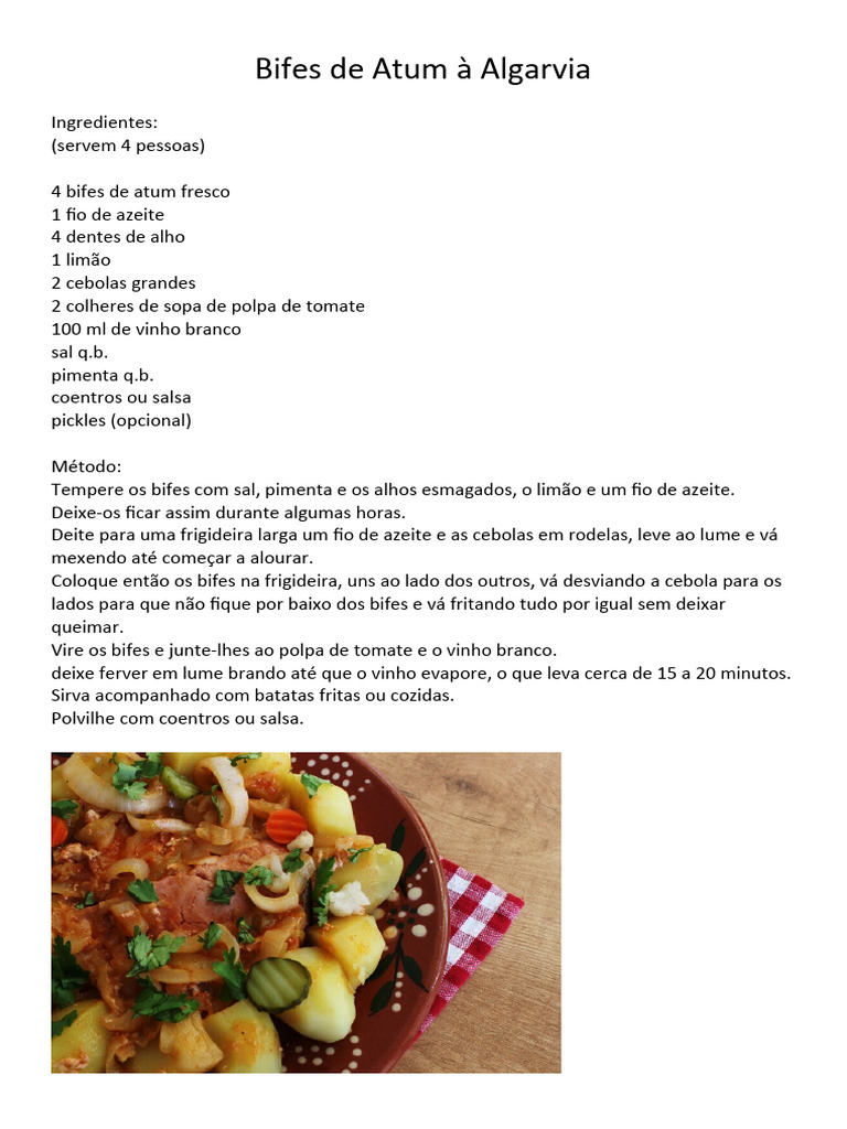 Bifes De Atum À Algarvia Pdf