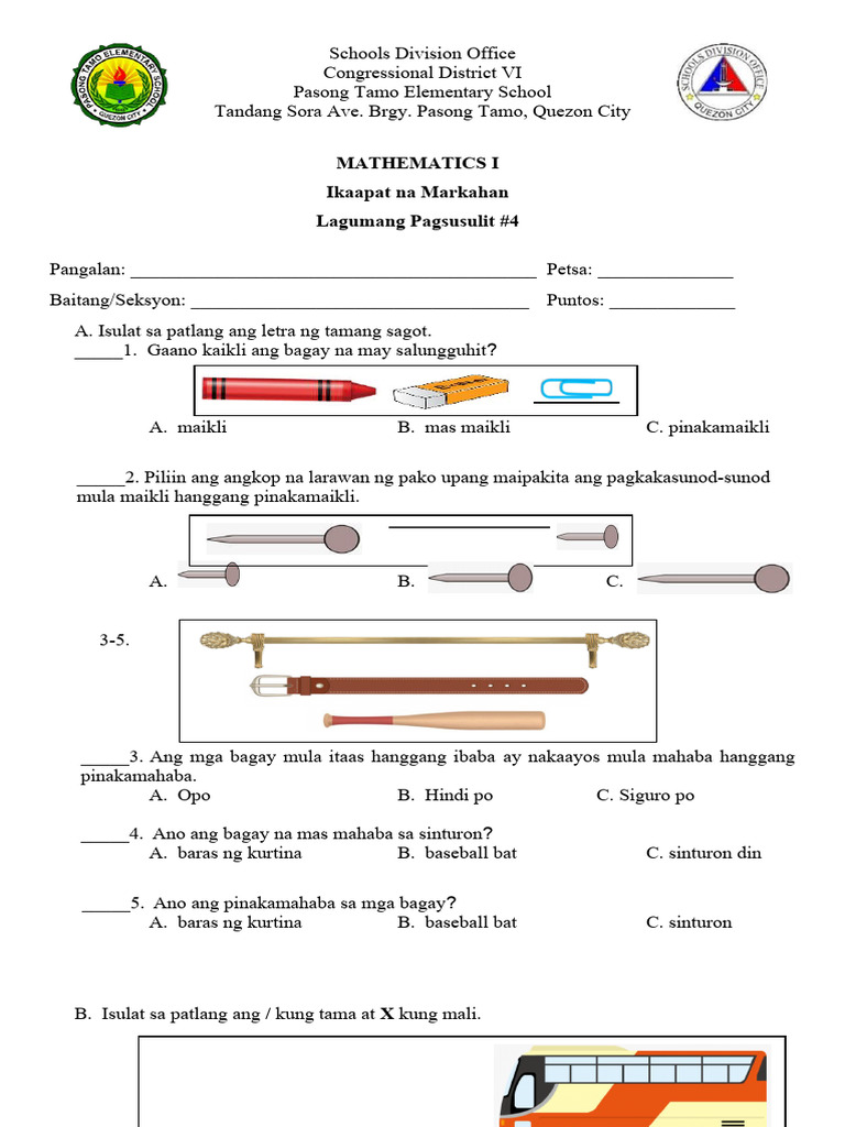 Lesson Exemplar Matatag Curriculum Grade 4 Q4 Summative Test