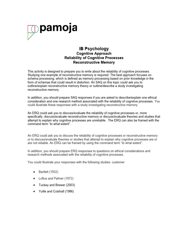 IB Psychology: Cognitive Reliability | PDF | Cognition | Intelligence