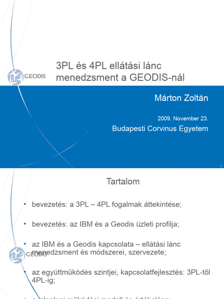 3PL-4PL Ellátási Lánc A Geodis-Nál | PDF