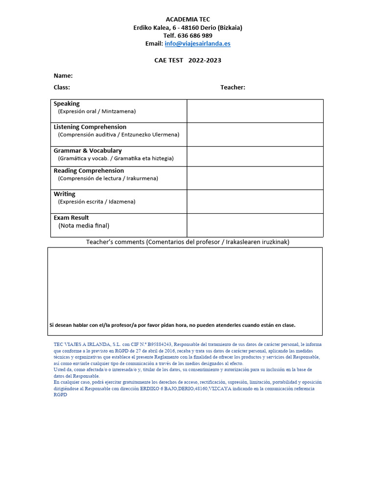 Report Template Cae 2022-2023 | PDF