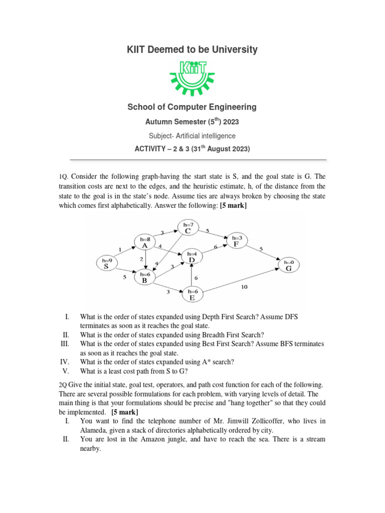 Activity 2 and 3 - Artificial Intelligence - CS5 AND CS 26 | PDF | Algorithms And Data ...