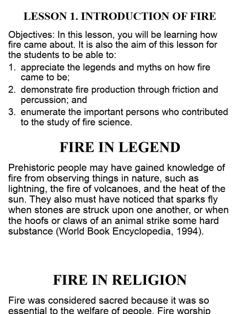 Lesson 1 Introduction To Fire Pdf 5145