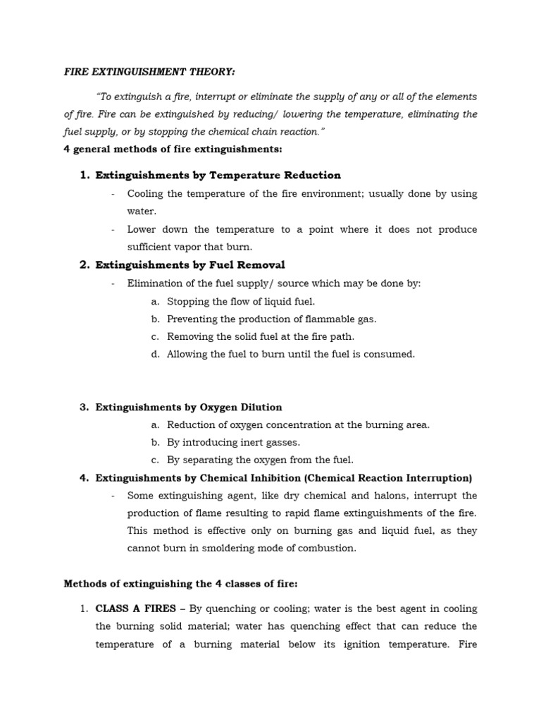 Fire Extinguishment Theory | PDF | Fires | Combustion