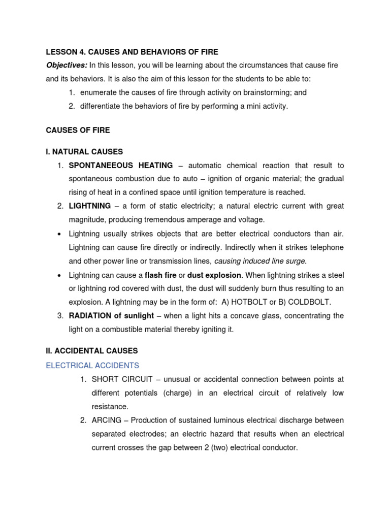Causes and Behaviors of Fire Explained | PDF | Combustion | Fires