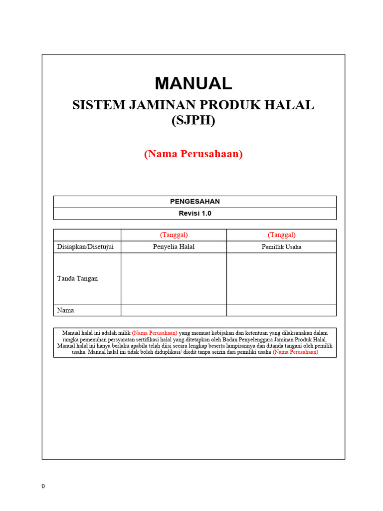 Manual SJPH Ukm - Nama Pu | PDF