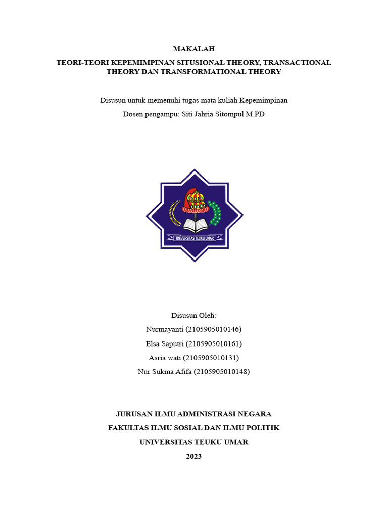 Teori Kepemimpinan: Situsional, Transaksional, Transformasional | PDF