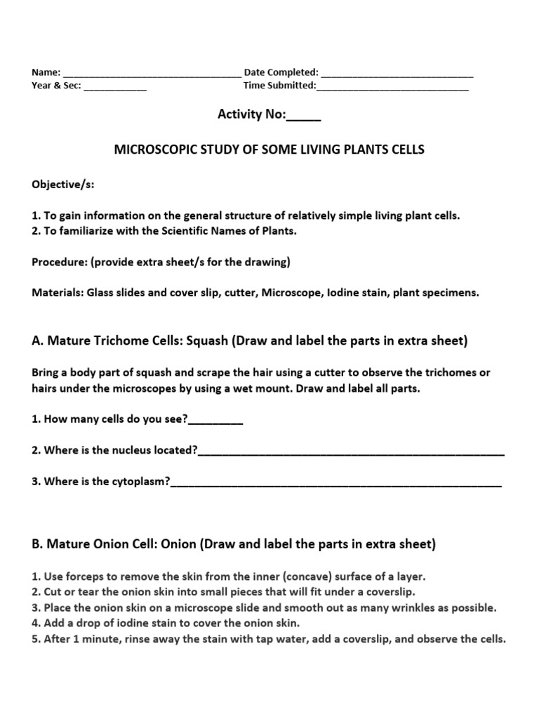 Microscopic Living Plant Cell | PDF | Anatomy | Biology