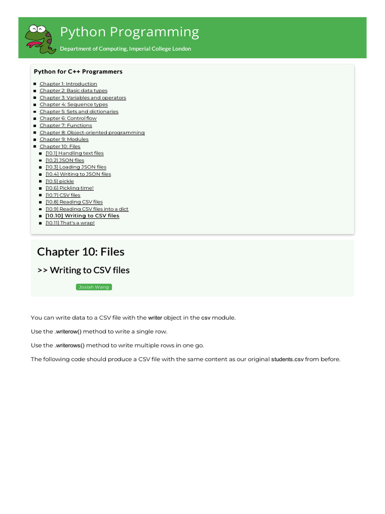 Python Pages Doc Ic Ac Uk Cpp Lessons Cpp 10 Files 10 Csvwrite Html