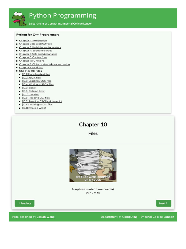 Python Pages Doc Ic Ac Uk CPP Lessons CPP 10 Files Index HTML | PDF