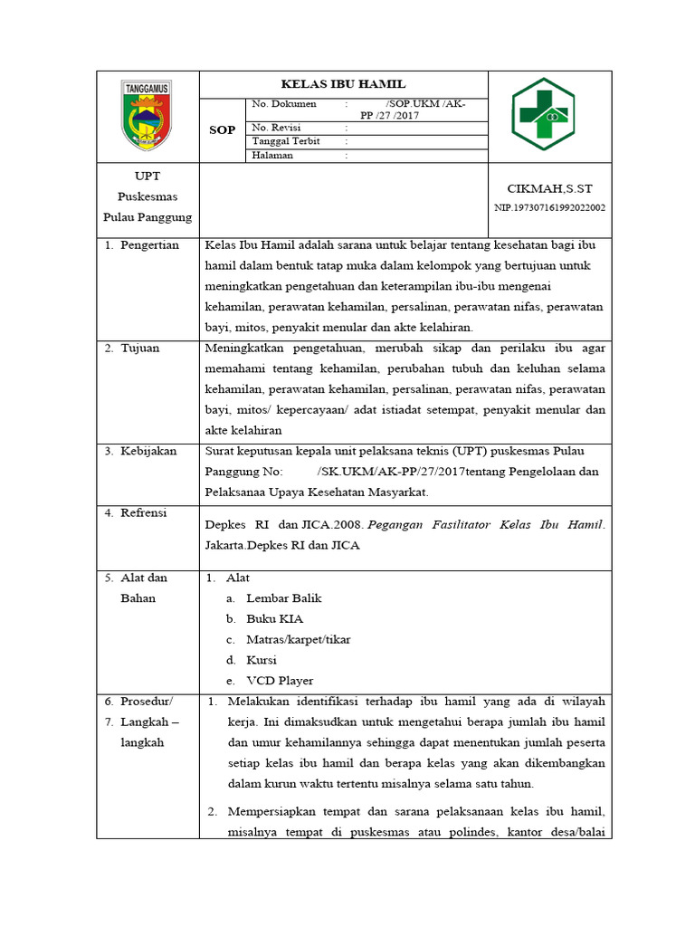 Sop Dan Kak Kelas Ibu Hamil | PDF | Pengembangan Diri