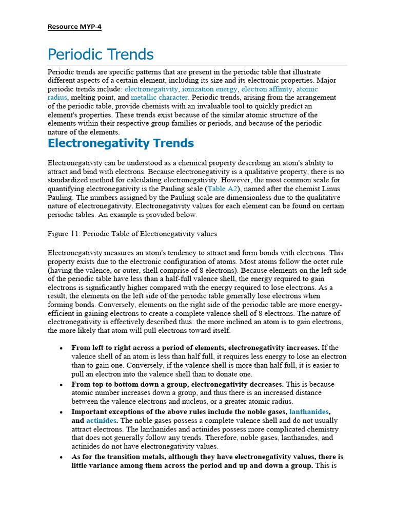 Periodic Trends Resource 1 | PDF | Periodic Table | Atoms