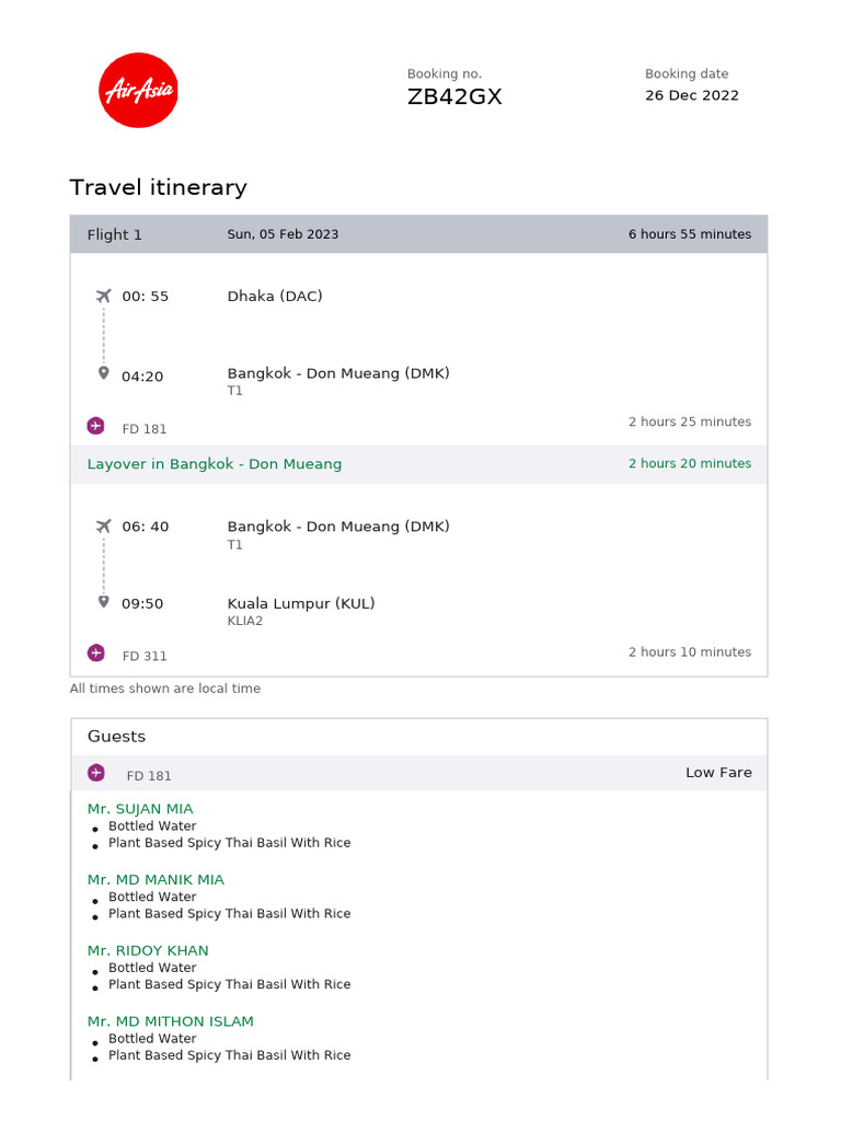 FD Ticket Format Multi PAX | PDF