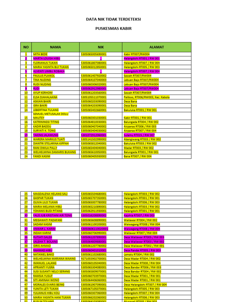 Data Nik Tidak Terdeteksi | PDF