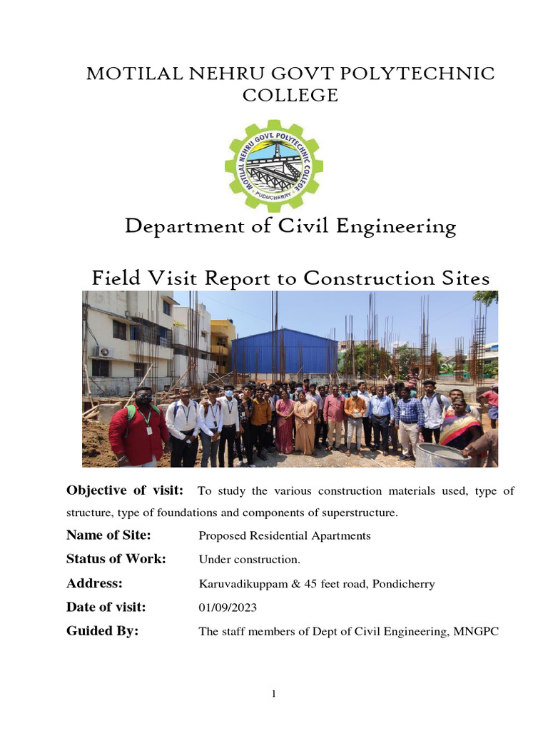 Field Visit-Report-By Dept of Civil Engg | PDF | Foundation ...