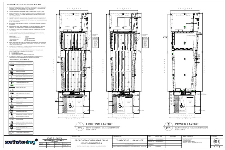 1 Lighting Layout 2 Power Layout: General Notes & Specifications | PDF ...