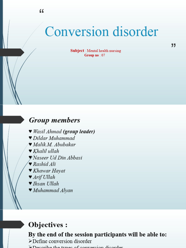 Conversion Disorder | PDF | Mental Disorder | Psychotherapy