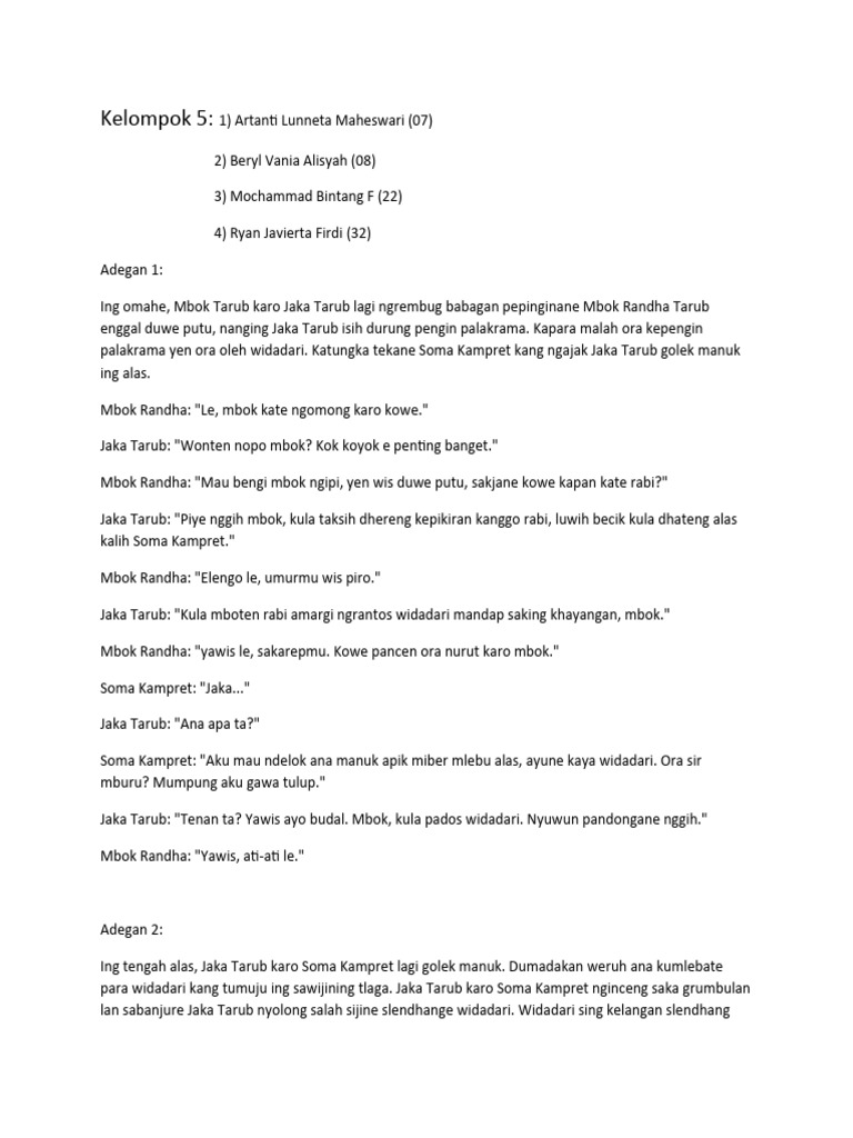 Dialog Jaka Tarub | PDF