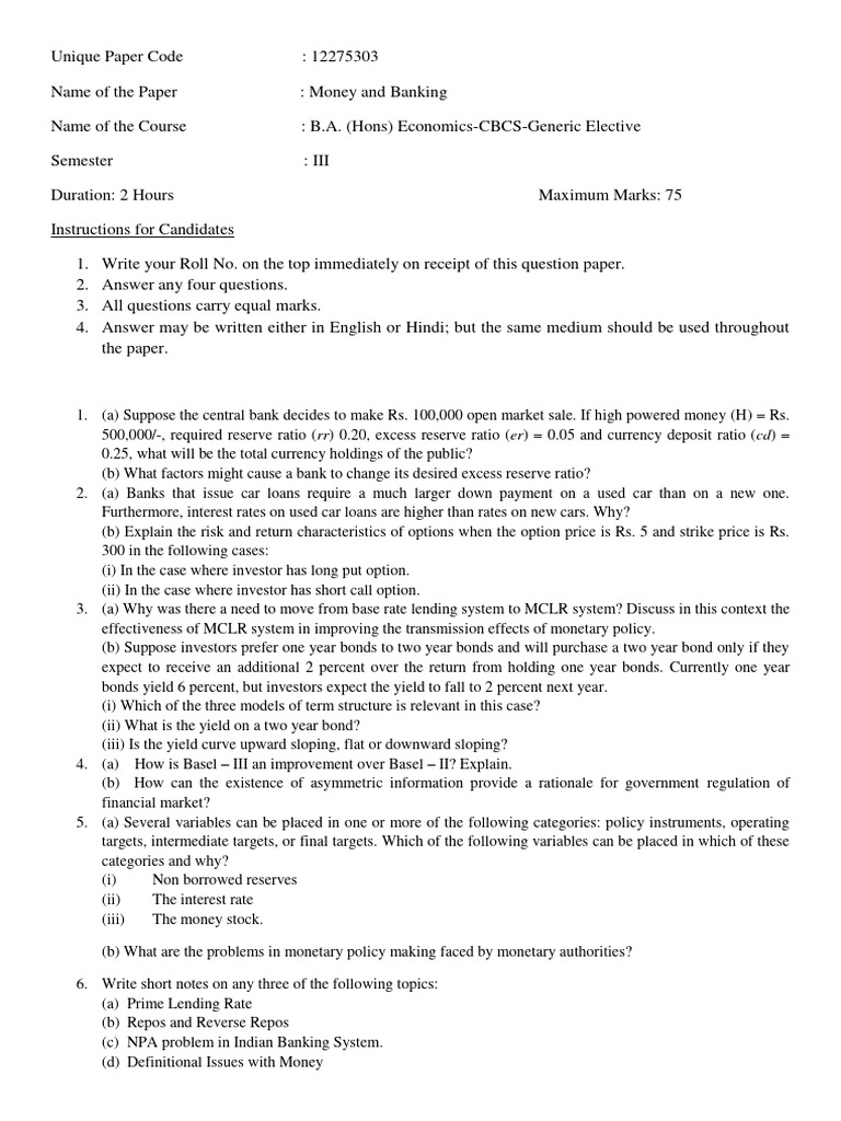 Sem3 Part2 Dec 2020 G.E Question Paper | PDF | Equations | Reserve Requirement