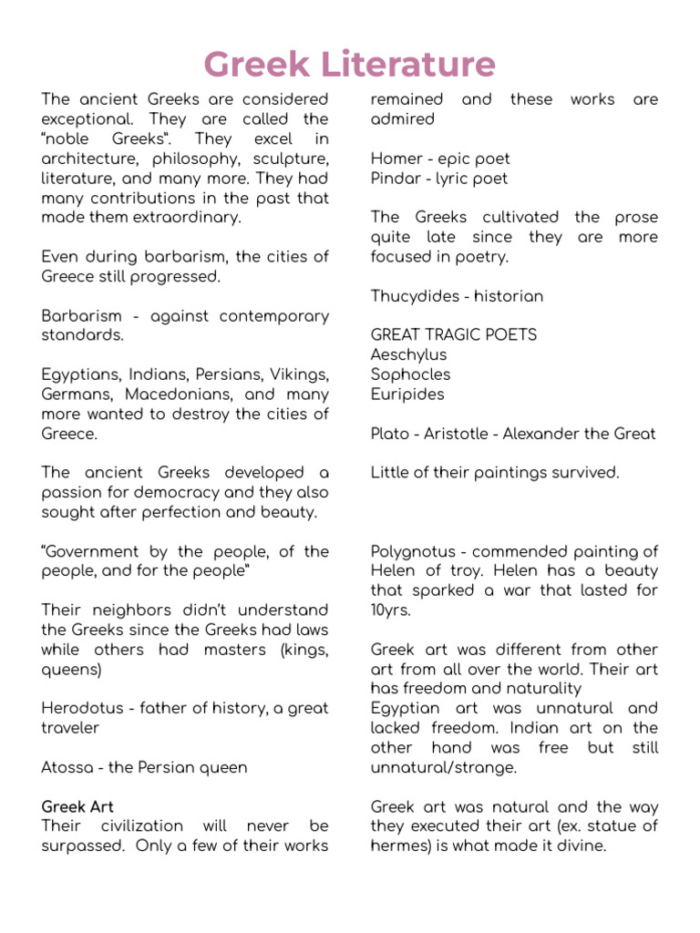 Greek Literature | PDF | Ancient Greek Literature | Poetry