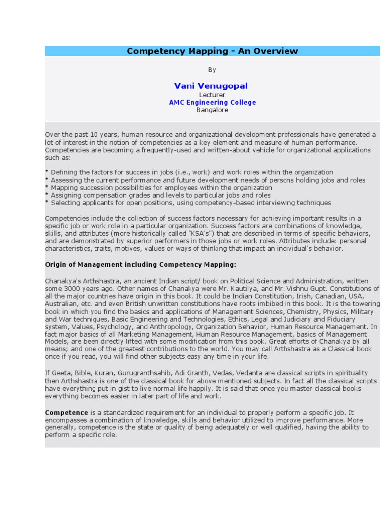Competency Mapping | PDF | Competence (Human Resources) | Leadership