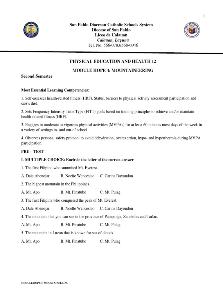 Module Pe and Health 12 Second Semester | PDF | Cardiopulmonary Resuscitation | Swimming (Sport)