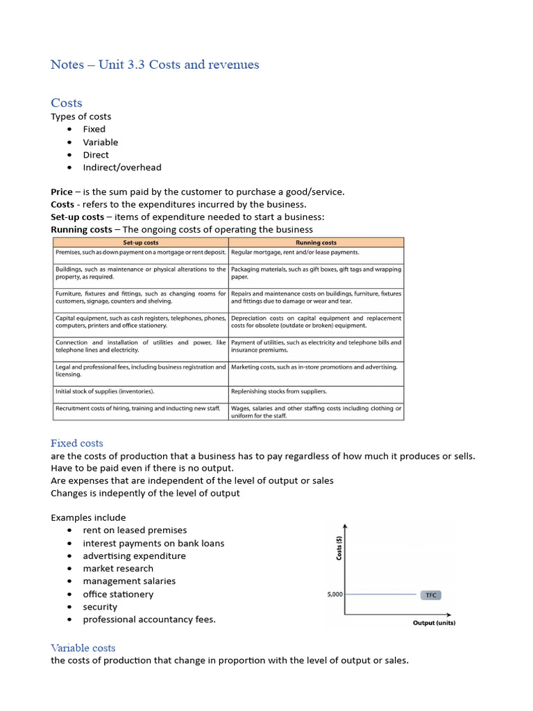 Examples of Running Costs Explained | PDF | Cost | Economies