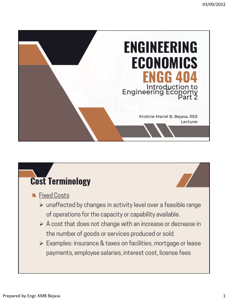 Engineering Economics | PDF | Cost | Marginal Cost