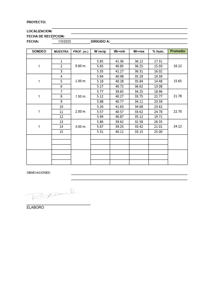 FORMATO HUMEDADES | PDF