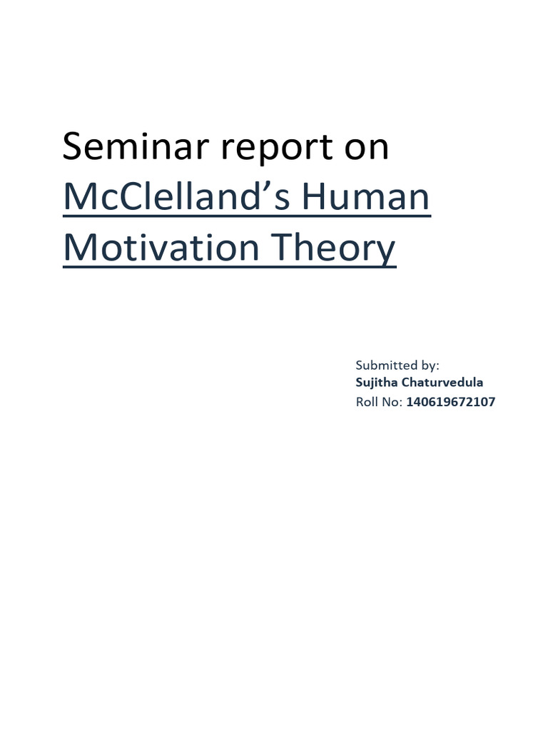 McClelland's Human Motivation Theory | PDF | Motivational | Motivation